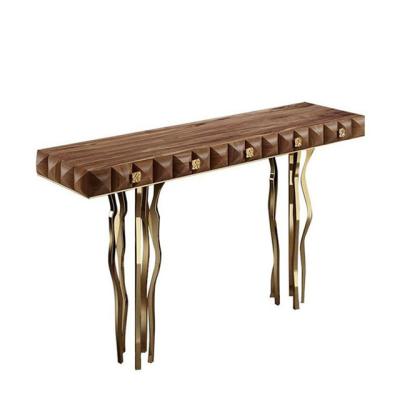 China Bespoke Stainless Steel Corner Table Modern Entryway Furniture Italian High End Wall Mounted for sale