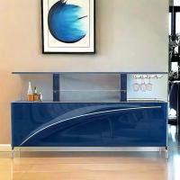China Automatic Lift Tempered Glass Wine Cabinet Solid Wood Sideboard Design for sale