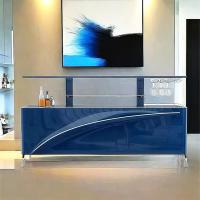 China Automatic Lift Tempered Glass Wine Cabinet Solid Wood Sideboard Design for sale