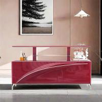 China Automatic Lift Tempered Glass Wine Cabinet Solid Wood Sideboard Design for sale