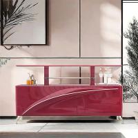 China Automatic Lift Tempered Glass Wine Cabinet Solid Wood Sideboard Design for sale