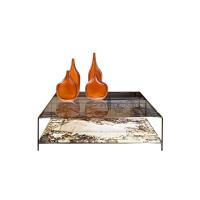 China Modern Bespoke Marble Tea Table Creative Square Glass Coffee Table Advanced Sense for sale