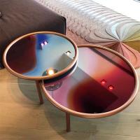 China Personalized Art Tempered Glass Coffee Table Round Pattern Color Gradient for sale