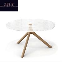 China Creative Solid Wood Acrylic Coffee Table Wabi Sabi Movable Desk Design for sale