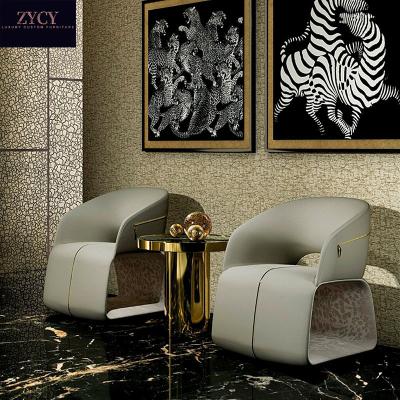 China Durable Italian Leather Accent Chair Solid Wood Waterproof for Living Room for sale