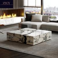 China Square Crack Pattern Italian Marble Coffee Table Movable Decorative Stone for sale