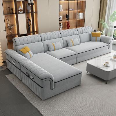 China Chenille Cotton Linen Fabric L Shaped Sofa Set Modern Wash Free Design for sale