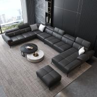 China Large U Shaped Sofa Set Modern Minimalist Microfiber Leather Inductive Light for sale
