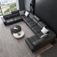 China Large U Shaped Sofa Set Modern Minimalist Microfiber Leather Inductive Light for sale