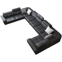 China Large U Shaped Sofa Set Modern Minimalist Microfiber Leather Inductive Light for sale