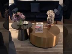 Postmodern Lauren Black Onyx Marble Coffee Table Set
