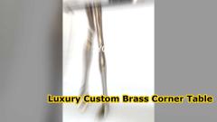Custom Italian Brass and Marble Corner Table for Luxury Homes