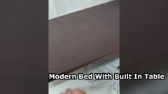 Modern floating solid wood double bed with front nightstand