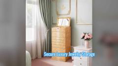 Luxury Solid Wood Jewelry Cabinet with Fingerprint Lock