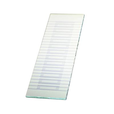 China OEM 25x75mm 0.5/0.7/1.1mm ITO Pattern Glass; AZO Glass; ITO Coated Glass for sale