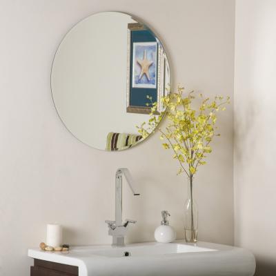 China OEM Flat Glass Antifog Round Shape Bevel Mirror Glass for Bathroom for sale