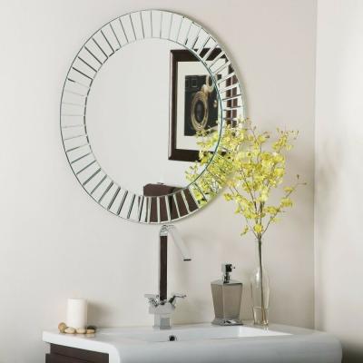 China OEM Flat Glass Antifog Round Shape Bevel Frameless Mirror Glass for Bathroom for sale