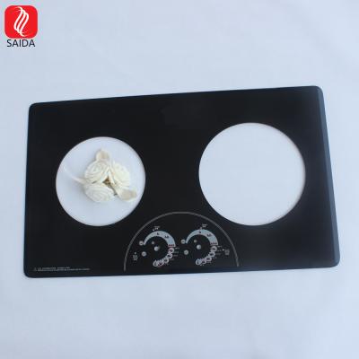 China Custom Flat Glass Customized Top Black Ceramic Glass with Cutout Hole for Smart Home Stove for sale