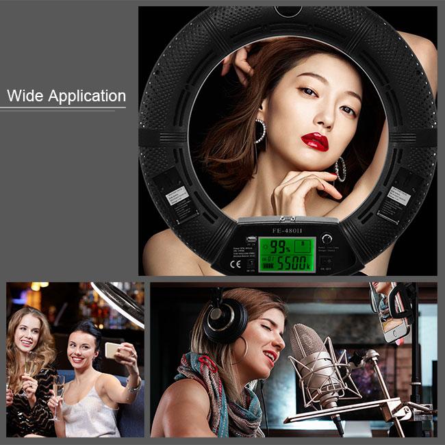 Daylight 18 Inch LED Ring Light CRI 96 Beauty Livestream FE-480II Ring Lamp With Stand 4