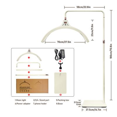 China Foldable 7500k Half Ring Moon Light 60w Eyebrow Makeup For Beauty Studio for sale