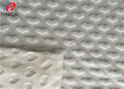 China Heart Design Super Soft Polyester Minky Fabric For Baby Blanket In White for sale