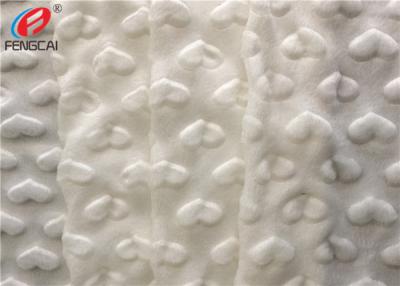 China Heart Design Super Soft Polyester Minky Fabric For Baby Blanket In White for sale