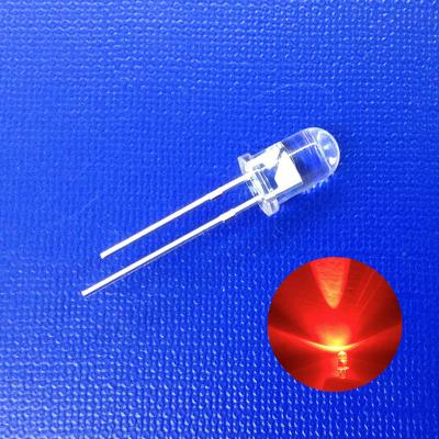 China T1 3/4 5 mm Vermelho Emitente Cor 5 mm Diodo LED Transparente Cabeça Redonda Para Indicador de sinal de viração for sale