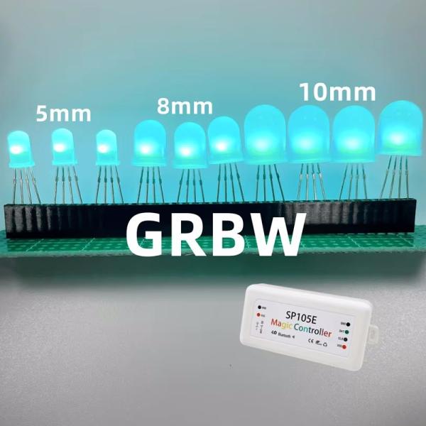 5mm GRBW Addressable LED Diode Color Changing Frosted Lens 4-In-1 SK6812 Round Head Point Control LED Diode