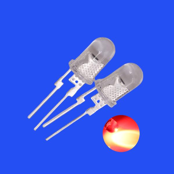 Quality 0.5W 5mm Red Color 620-630nm Clear Lens Short Pins With Heat Sink For illuminati for sale