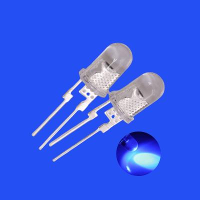 China 0.5W 5mm Blue Color 460-470nm Clear Lens Round Head Short Pins With Heat Sink For illumination for sale