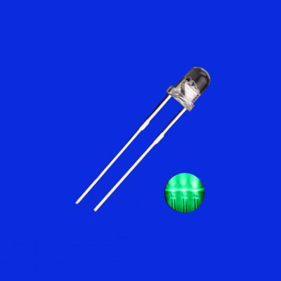 Cina 3mm LED 520nm - 530nm Colore verde 8000mcd - 10000mcd Lenti chiare Testa rotonda con diodo luminoso a flangia in vendita