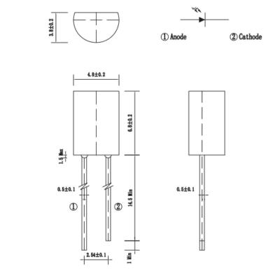 China 4.8x3.8x6.6mm IR Diode Plastic Sealed IR Receivers 400nm - 1100nm IR Dip LED For Security Sensors for sale