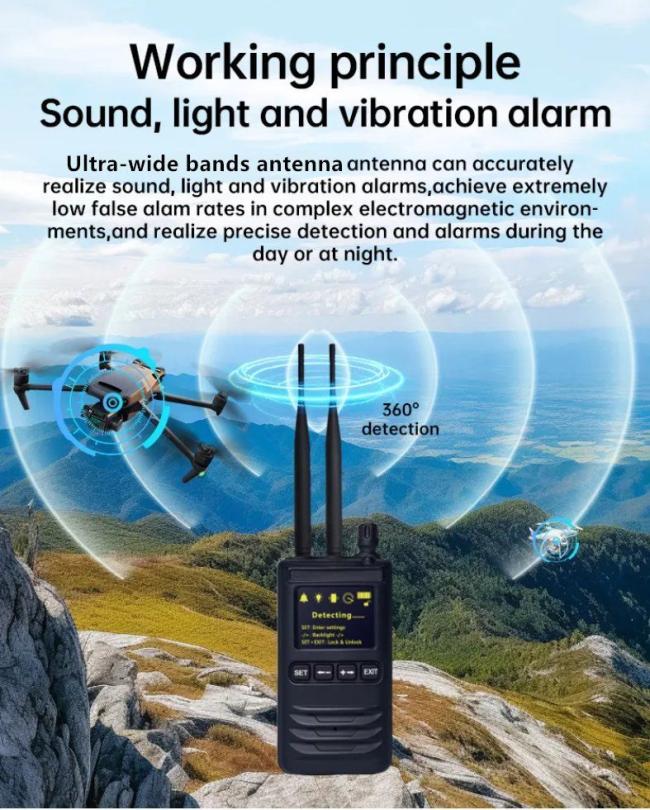 Handheld Omni Antenna 300MHz-6GHz Full Frequency Detector for 0-3km Ultra Long Distance Anti Drone Signal Jamming Detection