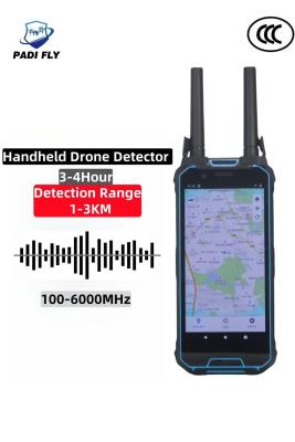 China Detector de drones portáteis com 100-6000 MHz Multi Band Dji Fpv Autel Drone 1-2km Detector de sinal portátil à venda