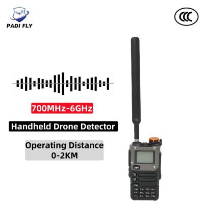 China Professional 700MHz-6GHz Multi Band 0-2km Operating Distance Fpv Detection Portable Anti Uav Detector with Drone Signal Jammer Early Warning Function for sale