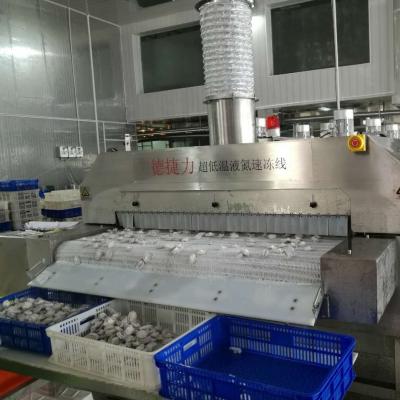 China Choque mais frio Mesh Belt Tunnel Freezer Iqf 2200kg/H 2500kg/H da explosão do marisco de Meatfish à venda
