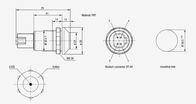 Yeswitch 30mm Waterproof Hydraulic Push Button Momentary Switch