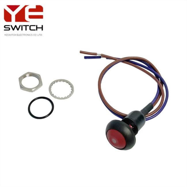Waterproof 12mm Momentary Mini Round Push Button Switch with Wire