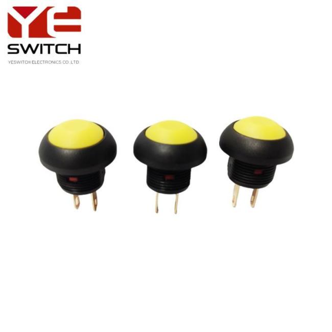 Yeswitch 12mm IP67 Automotive Push Button Switch with Yellow Cap