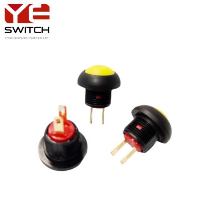Yeswitch 12mm IP67 Automotive Push Button Switch with Yellow Cap