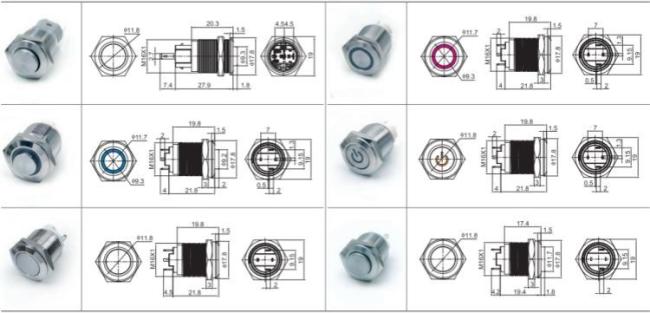 Yeswitch 16mm Anti-Vandal Metal Push Button Switch for Electrical Housewares