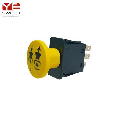 China Sealed Yellow Push Pull Button Switches Lawn Mower Seat Safety Switch 96VDC for sale