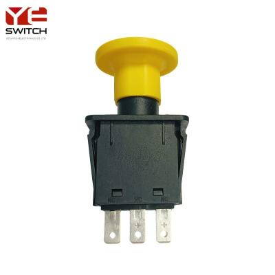 China Sealed Yellow Push Pull Button Switches Lawn Mower Seat Safety Switch 96VDC for sale