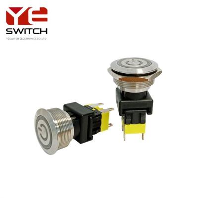 China 16A High Current Metal Push Switch Medical Push Button Self Locking for sale