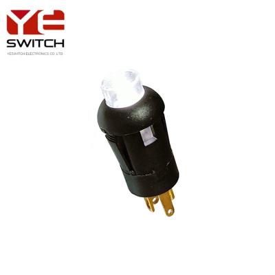 China 8mm Green Illuminated Push Button Round Spst Momentary Switch 500VAC for sale
