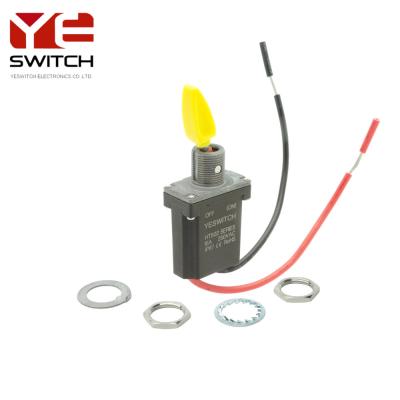 China SPST Off-(ON) Metal Toggle Switch Yellow Booted Handle Rubber Terminal for sale