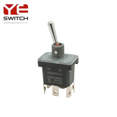 China 125VAC DPST Push Button Switch Metal Handle Heavy Equipment Push On Off Switch for sale