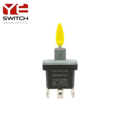 China Bright Yellow Industrial Toggle Switch 15A Booted Handle Momentary On Toggle Switch for sale