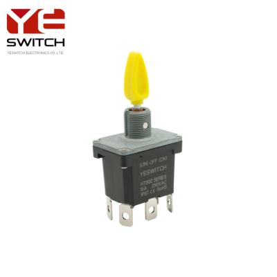 China Bright Yellow Industrial Toggle Switch 15A Booted Handle Momentary On Toggle Switch for sale
