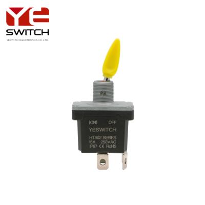 China Interruptor de alavanca metálica momentâneo (ON)-Off com manípulo com bota amarela e terminal PC à venda